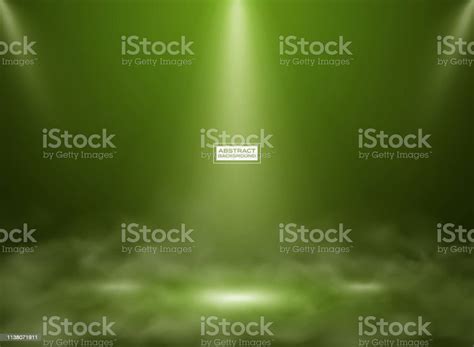 초록 그린 컬러 스튜디오 모의 배경 연기와 함께 제품 포스터 프리 젠 테이 션 작품을 보여주는 장식 0명에 대한 스톡 벡터 아트 및 기타 이미지 Istock