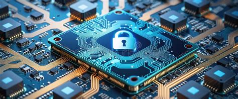 Protecting Data And Maintaining Privacy With Security Concept Padlock On Computer Circuit