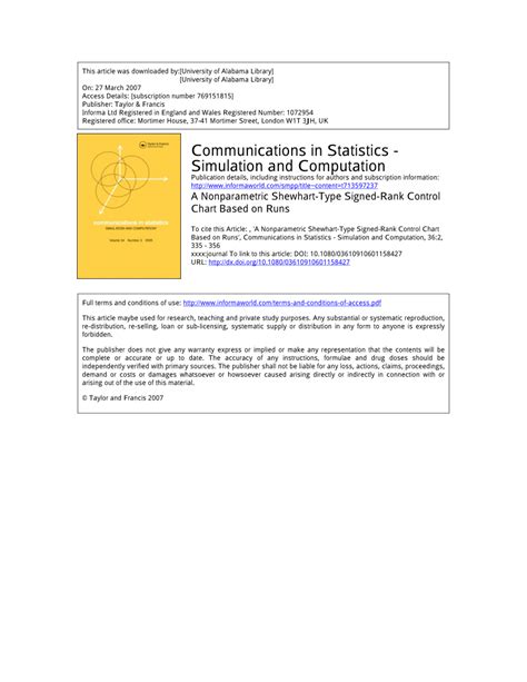 PDF A Nonparametric Shewhart Type Signed Rank Control Chart Based On Runs