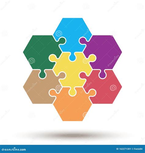 Hexagon Puzzle Free Fields For Text Or Infographics Cartoon Vector 162271301