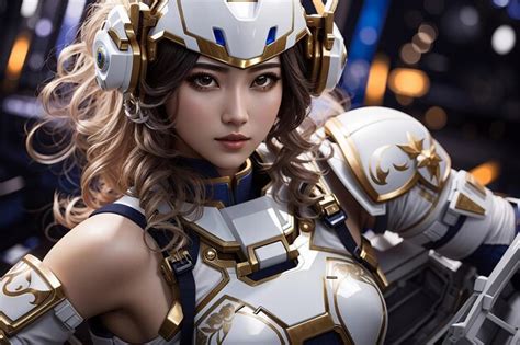 Premium Ai Image Cosmic Warior Kawai Cute Girl Futuretech