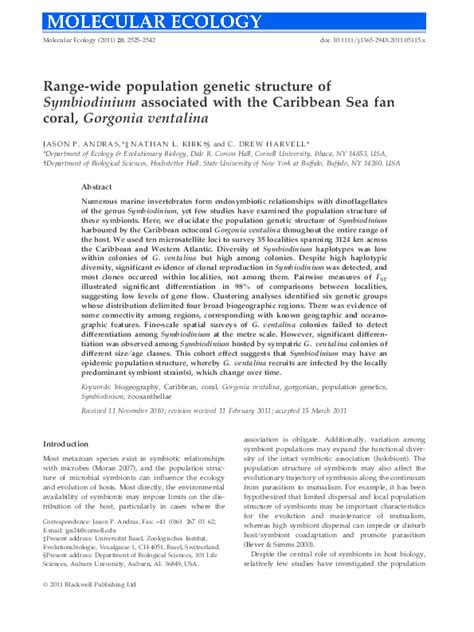 Pdf Range‐wide Population Genetic Structure Of Symbiodinium