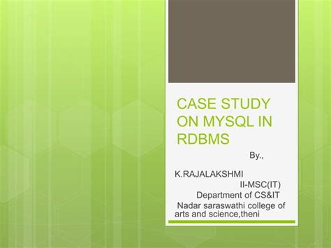 Case Study On Mysql In Rdbms PPTX