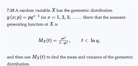 Solved 718 A Random Variable X Has The Geometric