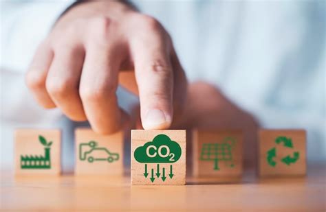 Premium Photo Businessman Giving Co2 Reducing Recycle Green Factory Icon For Decrease Co2