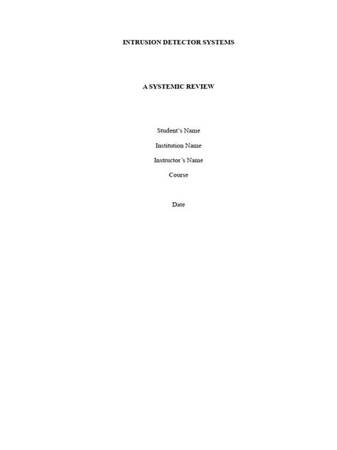 Intrusion Detection Systems Literature Review Pdf Deep Learning