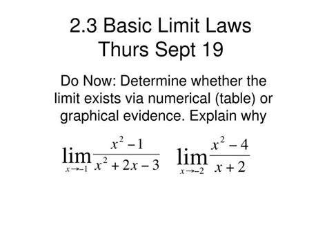 ppt 2 3 basic limit laws thurs sept 19 powerpoint presentation free