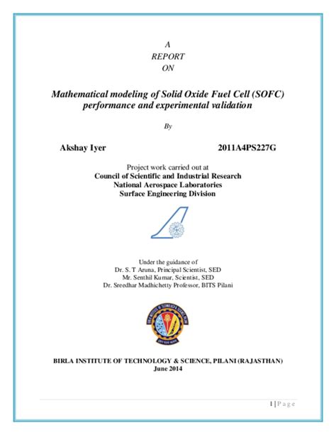 Pdf Mathematical Modeling Of Solid Oxide Fuel Cell Sofc Performance And Experimental Validation