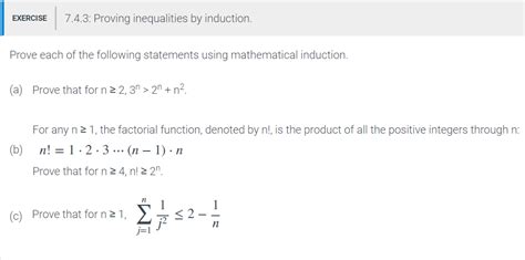 solved eercise7 4 3 proving inequalities by induction prove