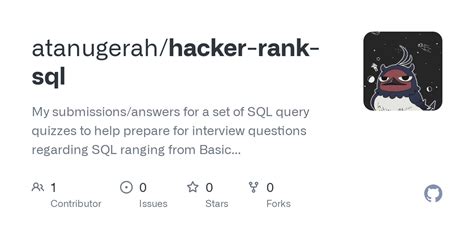 GitHub Atanugerah Hacker Rank Sql My Submissions Answers For A Set Of SQL Query Quizzes To