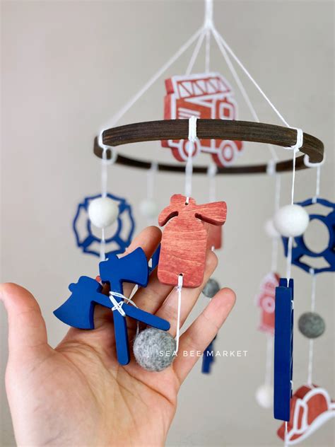 Firefighter Crib Mobile Fireman Nursery Decor Fire Trucks Etsy