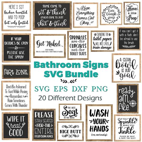 Bathroom Sign Svg Bundle Funny Bathroom Svg Restroom Quotes Etsy