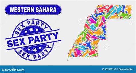 Component Western Sahara Map And Scratched Sex Party Watermarks Stock