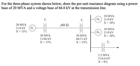 For The Three Phase System Shown Below Draw The Per Unit Reactance Diagram Using A Power Base