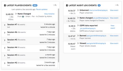 Viewing Event Streams Metaplay Docs