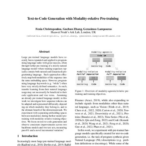 text to code generation with modality relative pre training acl anthology