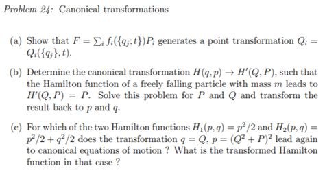 problem 24 canonical transformations a show that