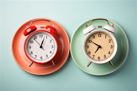 Paired Timing Symbol An Artistic Depiction Of Two Clocks Positioned On A Plate Embodying The