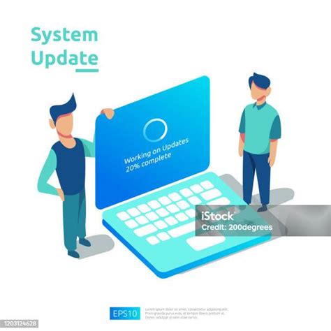 운영 시스템의 진행 상황 개념을 업데이트하고 데이터 동기화 프로세스 및 설치 프로그램을 업데이트합니다 일러스트 웹 방문 페이지