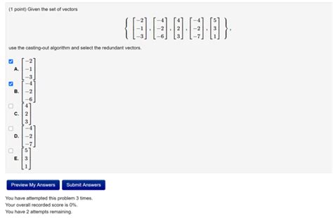 Solved 1 Point Given The Set Of Vectors H 0 0 0 0 Use The