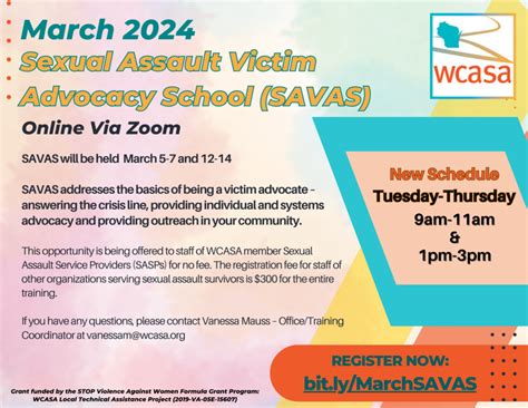 Sexual Assault Victim Advocacy School Savas Wcasa