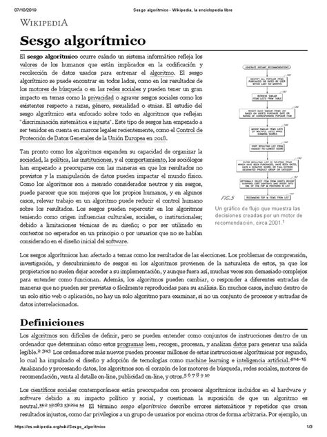 Sesgo Algorítmico Wikipedia La Enciclopedia Libre Pdf