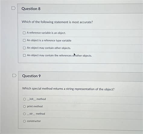 Solved Question 8which Of The Following Statement Is Most