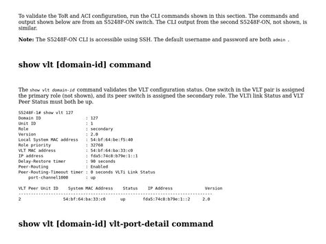 Validation Using Dell Smartfabric Os10 Cli Dell Powerswitch