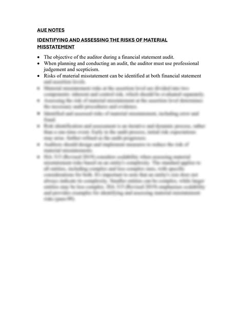 Solution Identifying And Assessing The Risks Of Material Misstatement