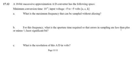 Solved A Bit Successive Approximation A D Converter Chegg