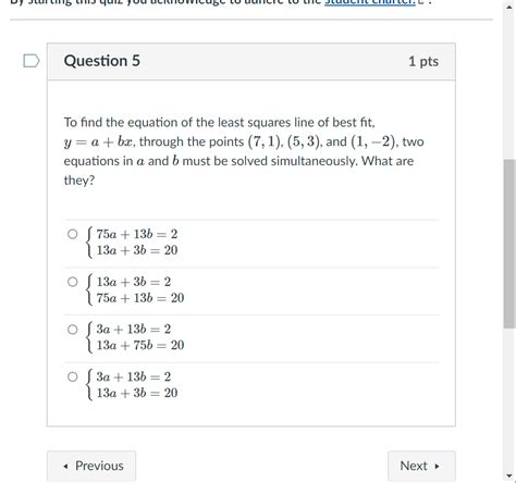 Solved Question Pts To Find The Equation Of The Least Chegg Com