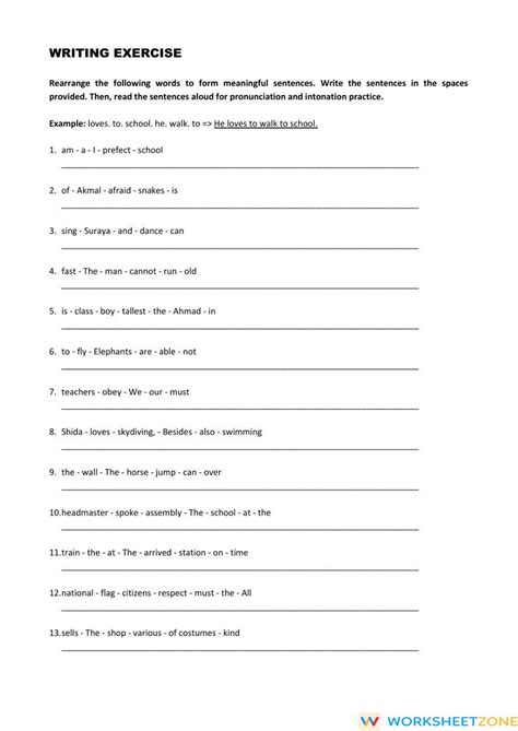 writing correct sentences worksheet zone