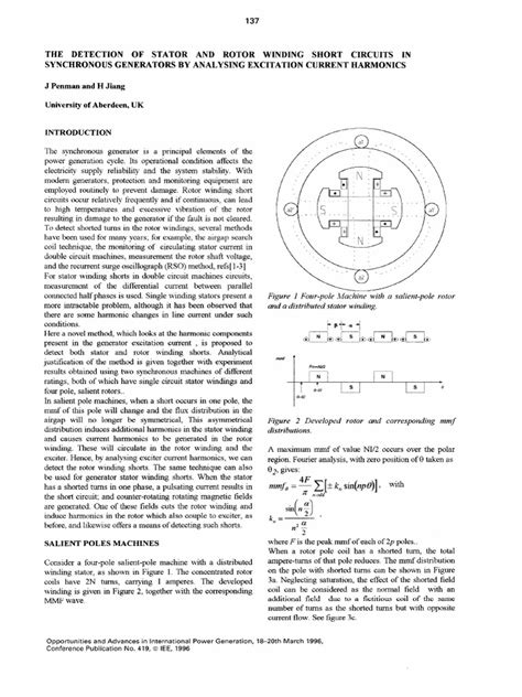 The Detection Of Stator And Rotor Winding Short Circuits In Synchronous Generators By Analysing