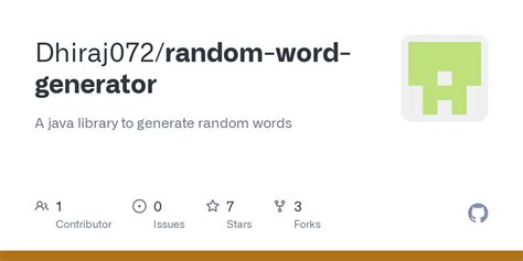 Github Dhiraj072random Word Generator A Java Library To Generate Random Words