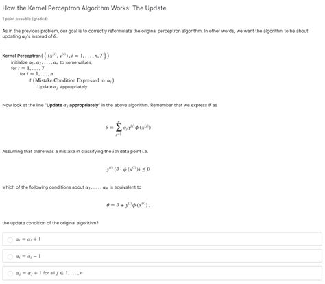 Solved How The Kernel Perceptron Algorithm Works The Update