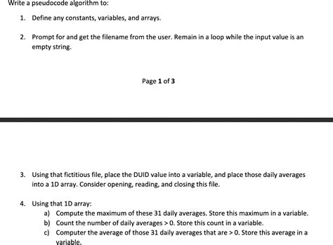 Solved Write A Pseudocode Algorithm To 1 Define Any