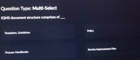 Solved Question Type Multi Select Iqms Document Structure Comprises