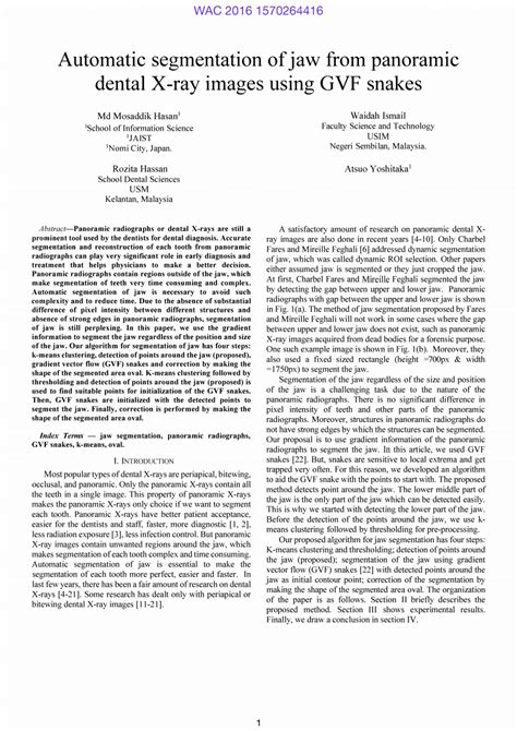 Pdf Automatic Segmentation Of Jaw From Panoramic Dental X Ray Images