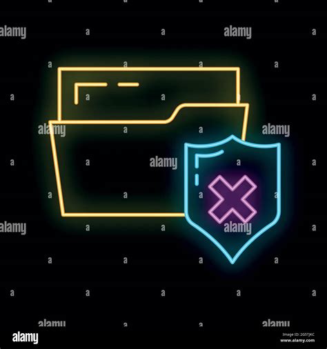 Folder Online Database Computer Cloud Icon Glow Neon Style Data Storage Protect Information