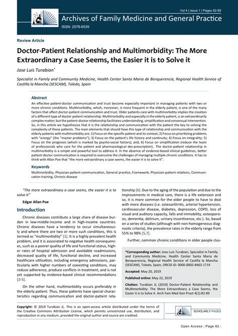 Pdf Doctor Patient Relationship And Multimorbidity The More Extraordinary A Case Seems The