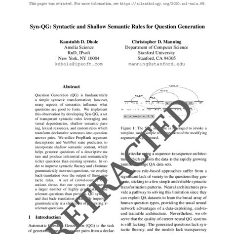 Retracted Syn Qg Syntactic And Shallow Semantic Rules For Question Generation Acl Anthology