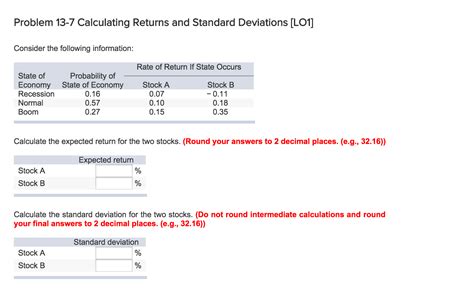 Solved Problem 13 7 Calculating Returns And Standard