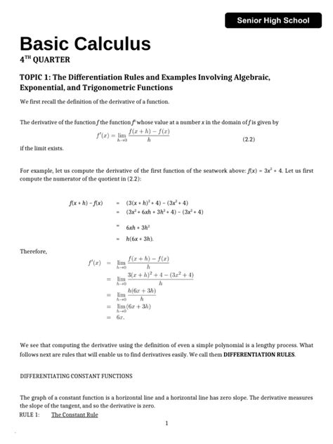 Basic Calculus Lesson 1 Pdf