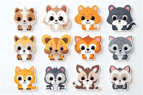 Premium Photo Printable Cute Pets Animal Doodle Sticker Clipart