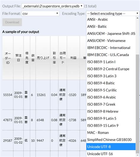 Alteryx 2019 4 新機能 Alteryx ServerでYXDBファイルを出力してCSVでダウンロードする際に文字コードの指定が可能になりました DevelopersIO