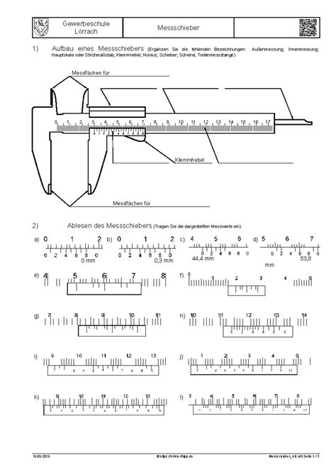 Messschieber Ab Gut Gewerbeschule Lörrach Messschieber 1 Aufbau Eines Messschiebers