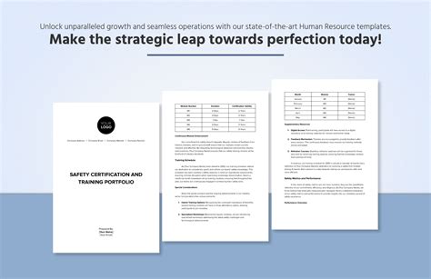Safety Certification And Training Portfolio HR Template In Word PDF
