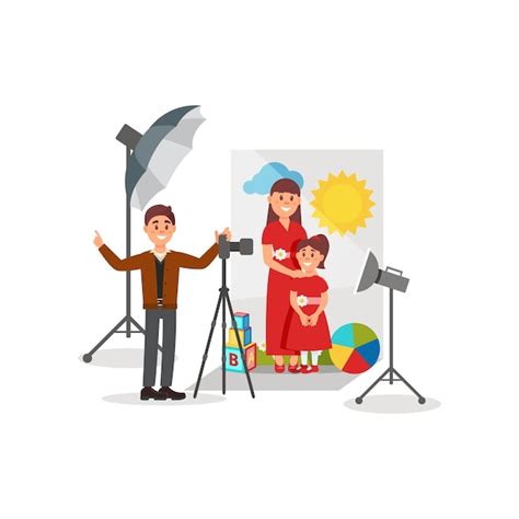 Mutter und ihre Tochter posieren im Fotostudio Fotografen während der Aufnahme von