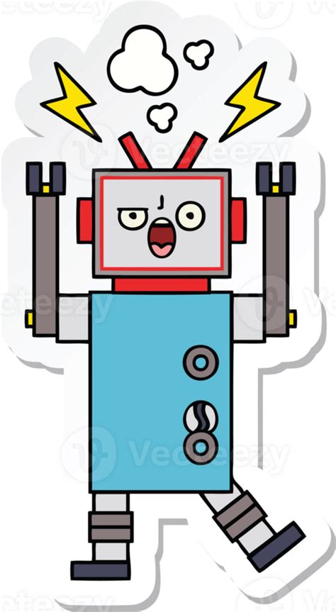Sticker Of A Cute Cartoon Broken Robot 36459405 Png