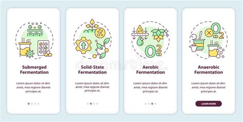 Fermentation Processes Types Onboarding Mobile App Screen Stock Vector
